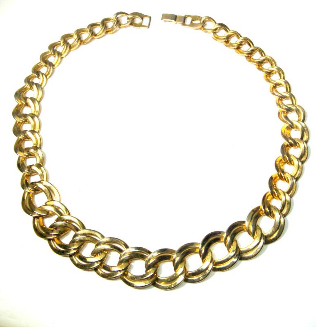 Vintage 1980s Gold Chain Link Necklace, Graduated Punk Circle - Etsy