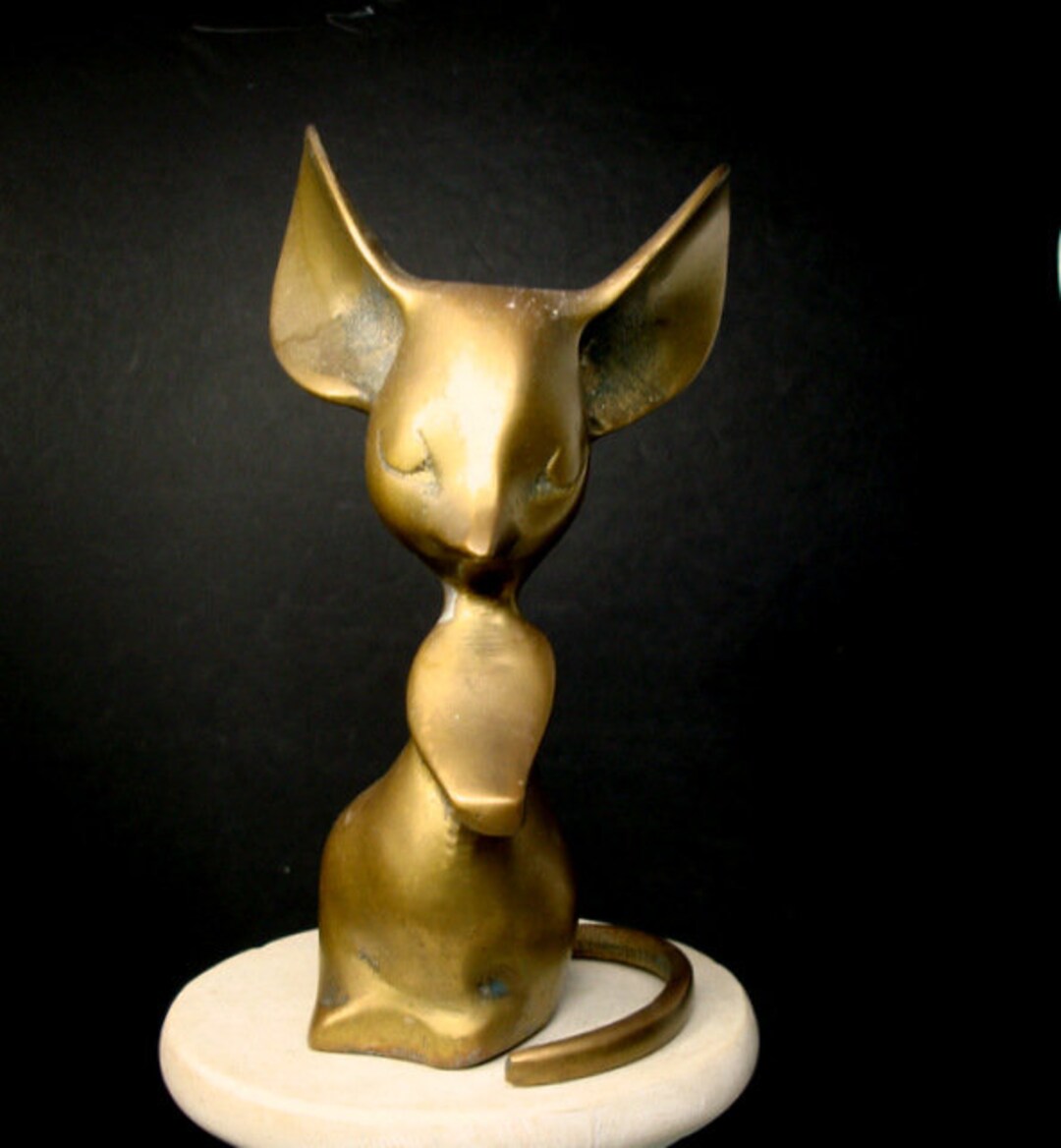 Vintage Brass Mouse Statue With Nun Ears - 1970s Animal Figurine - Etsy