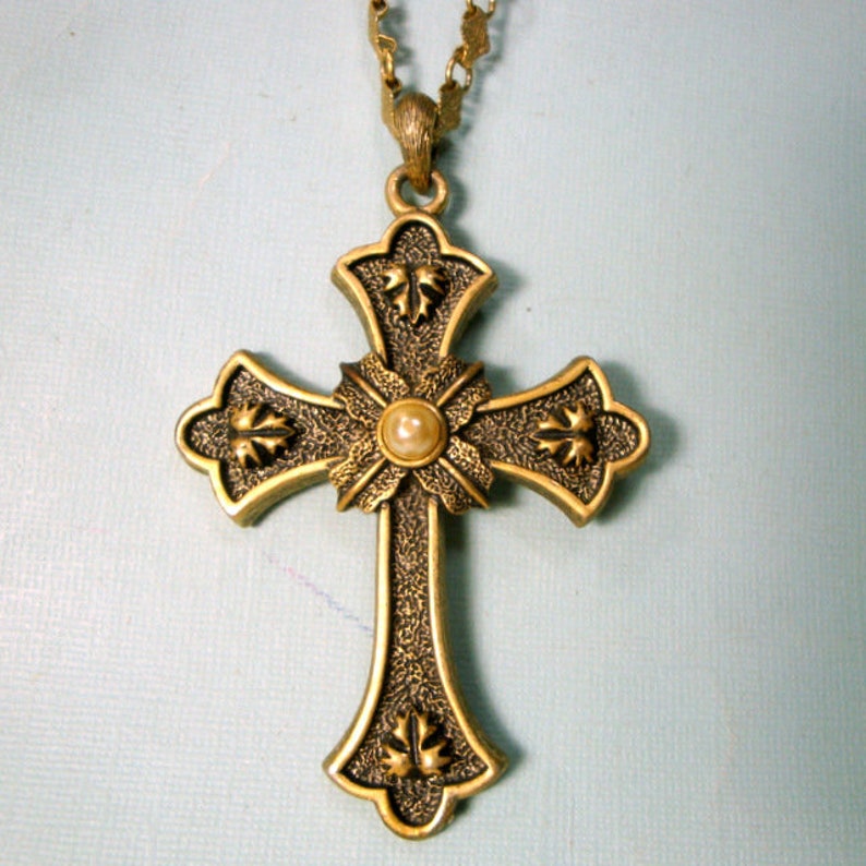 Sarah Cov 1976 Limited Edition Cross Necklace Brasstone With - Etsy
