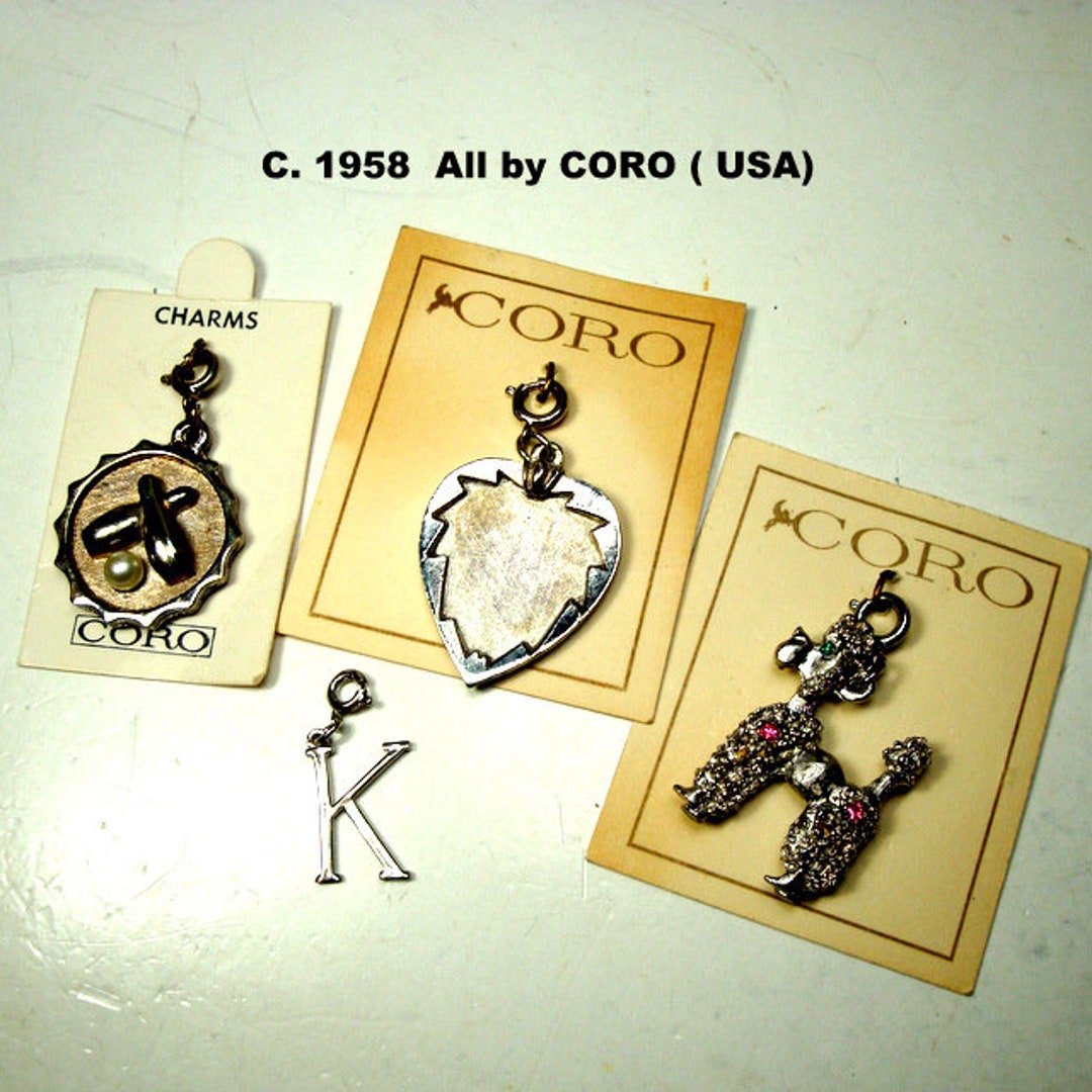 Vintage CORO Pendants: Bowling, Heart, Letter K - Set of 3, No Poodle ...