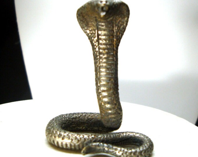 Tiny Metal COBRA Snake Sculpture, 1970s Eastern Casting, 1 3/4" Tall, 4 ...