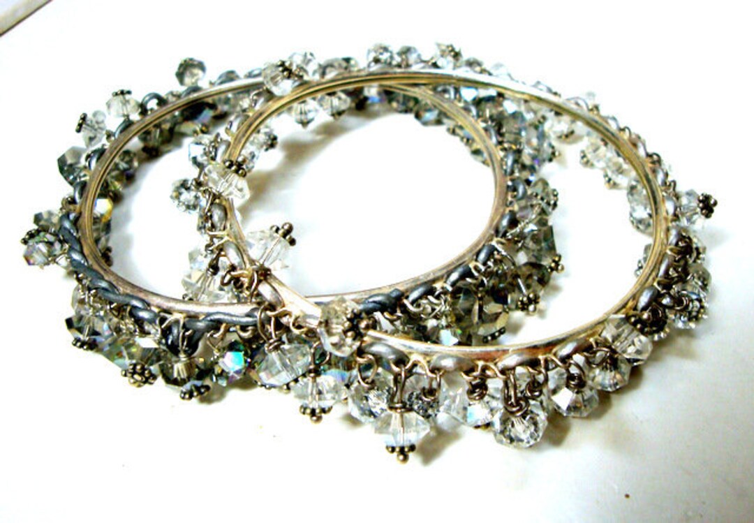2 Tones of Jingle Jangle Bangles, Frilly Bracelets, Elegant, Beaded ...