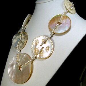 Bride MERMAID Shell BIB Necklace, Seashells, Incised Bone & Antique ...