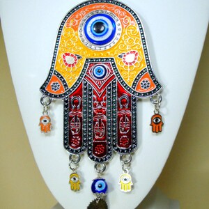 Large Khamsa Hamsa Hand w Evil Eye Amulets On Black Cord | Etsy
