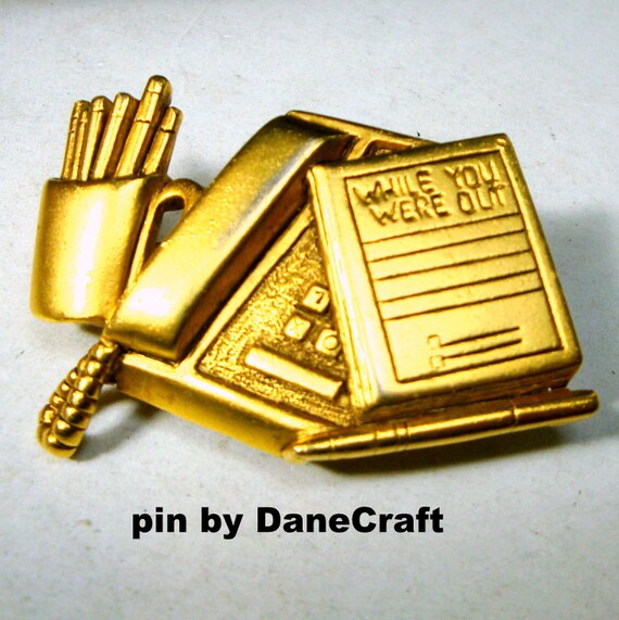 DANECRAFT Secretary Office Worker Pin, Matte Gold Tel… - Gem