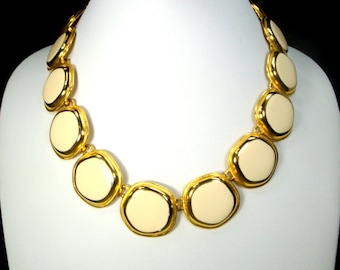 Vintage Chunky Gold Tone Link Necklace Purple Enamel Accents 1980s - Etsy