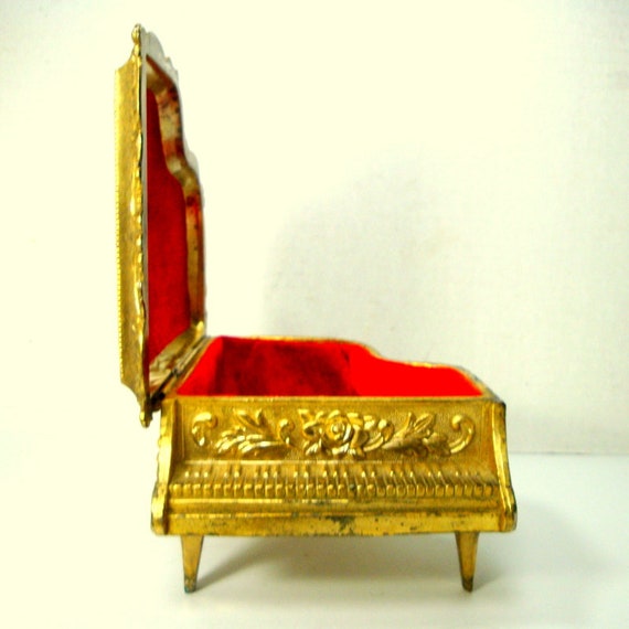 Grand Piano Metal Trinket Box, SHABBY 1950s Japan, Ro… - Gem