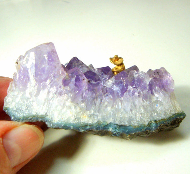 Tiny PROSPECTOR Man on Amethyst Crystal Sculpture Natural - Etsy