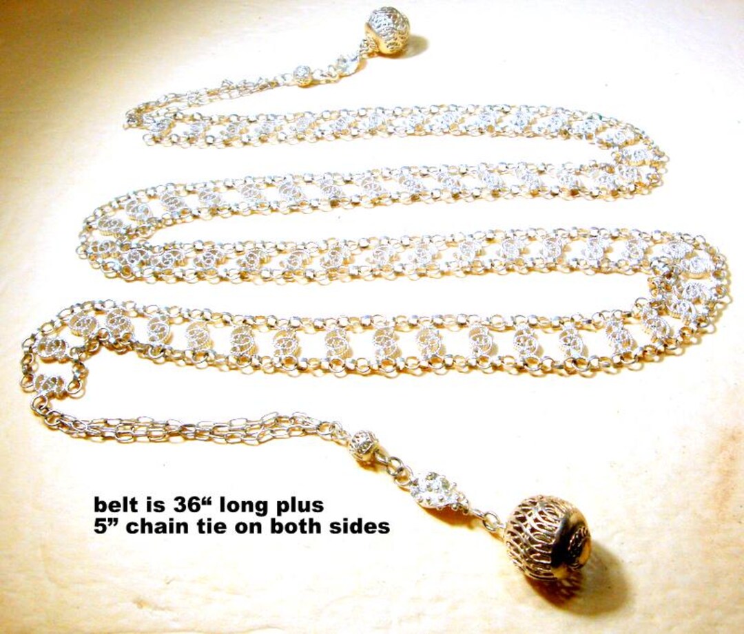 Silver Chain Link Belt: 1990s Hip or Waist, Adjustable - Etsy