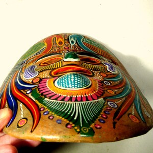 Colorful Face Mask From Mexico, Handpainted Terra Cotta Glazed Ceramic ...