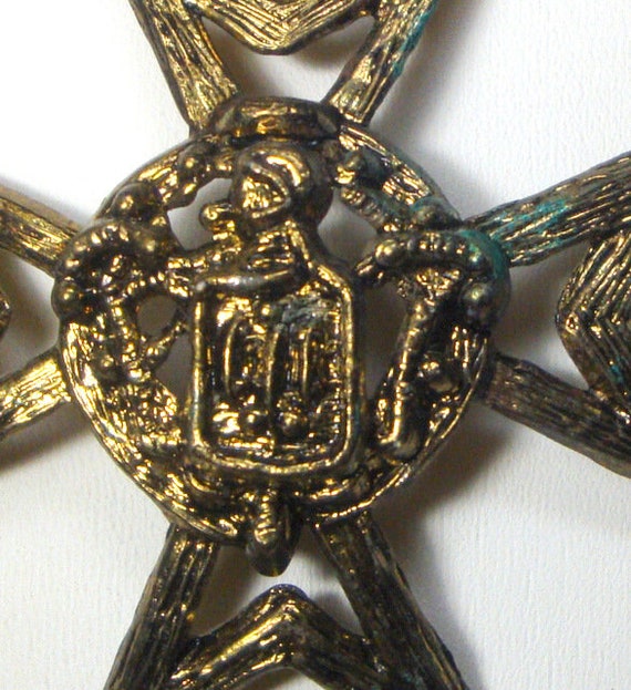 Large Bronzetone IRON Cross Gladiator Pendant on Dar… - Gem