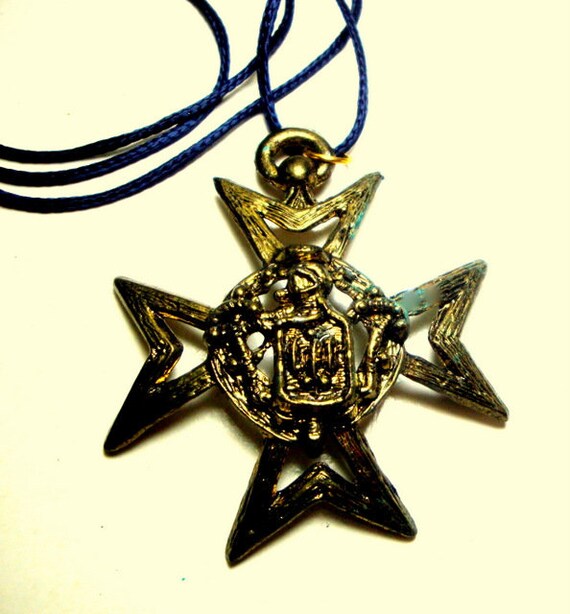 Large Bronzetone IRON Cross Gladiator Pendant on Dar… - Gem