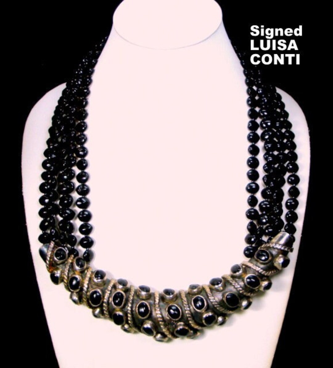 SALE, Giant Luisa Conti SIGNED Vintage Modernist BIB Necklace, 5 ...