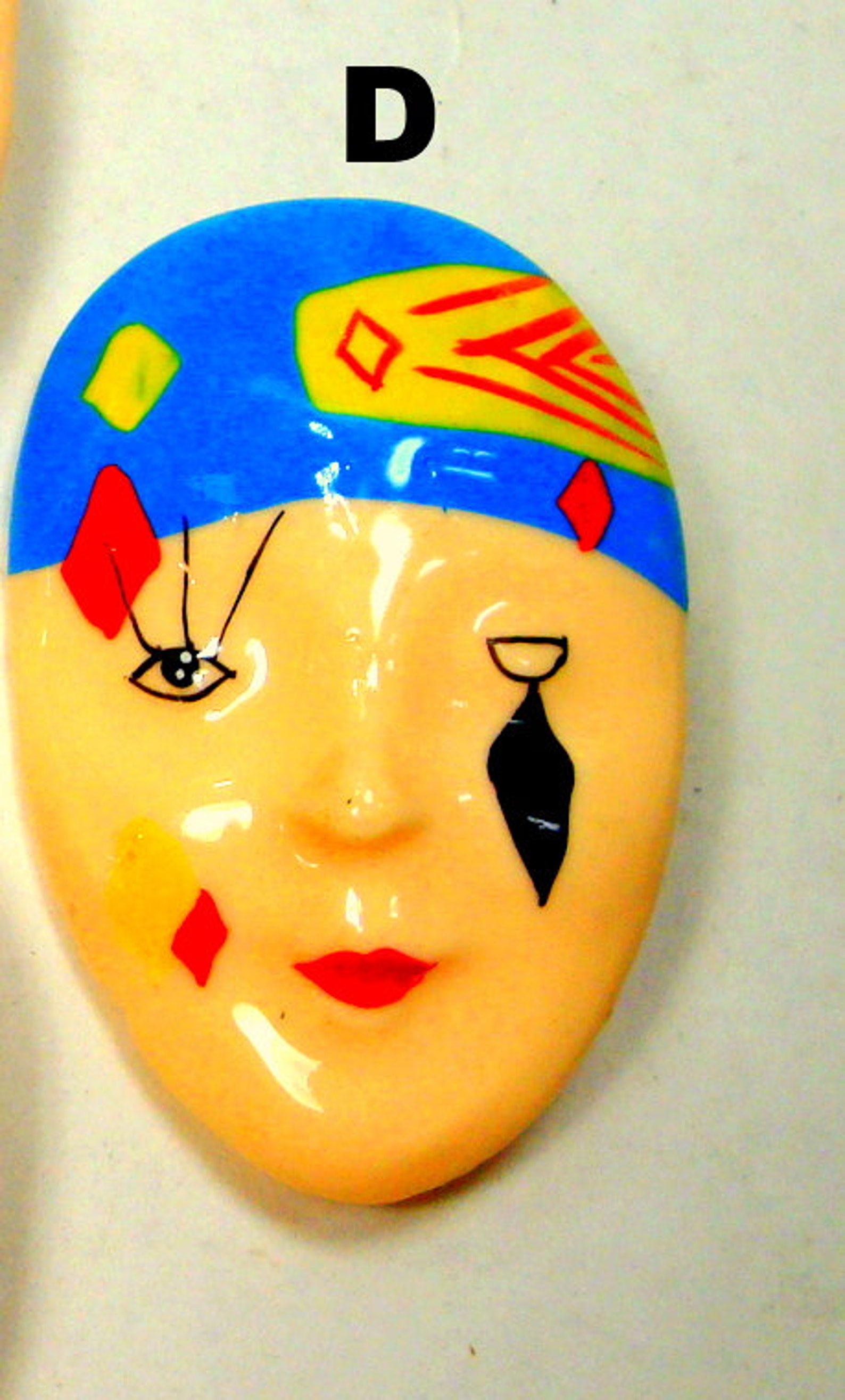 Sale Painted Ladies Face Pin Camp 1980s Colorful Women Oval - Etsy