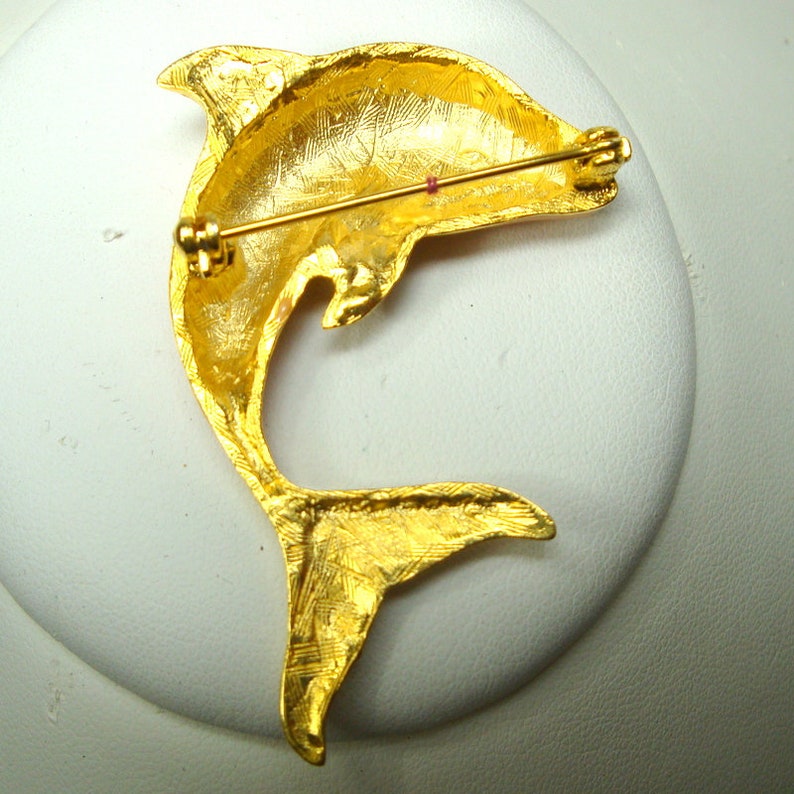 SALE Enamel Dolphin Pin Peach with Gold Metal Unused 1990s | Etsy