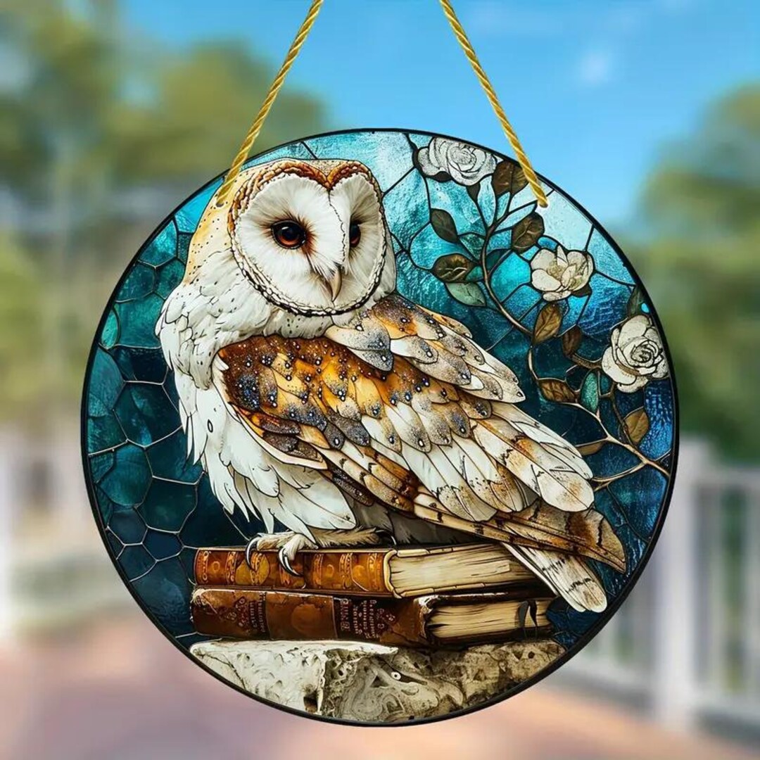 Western Barn Owl Stained Glass Window Hanging, Sun Catcher, Bird Lover ...