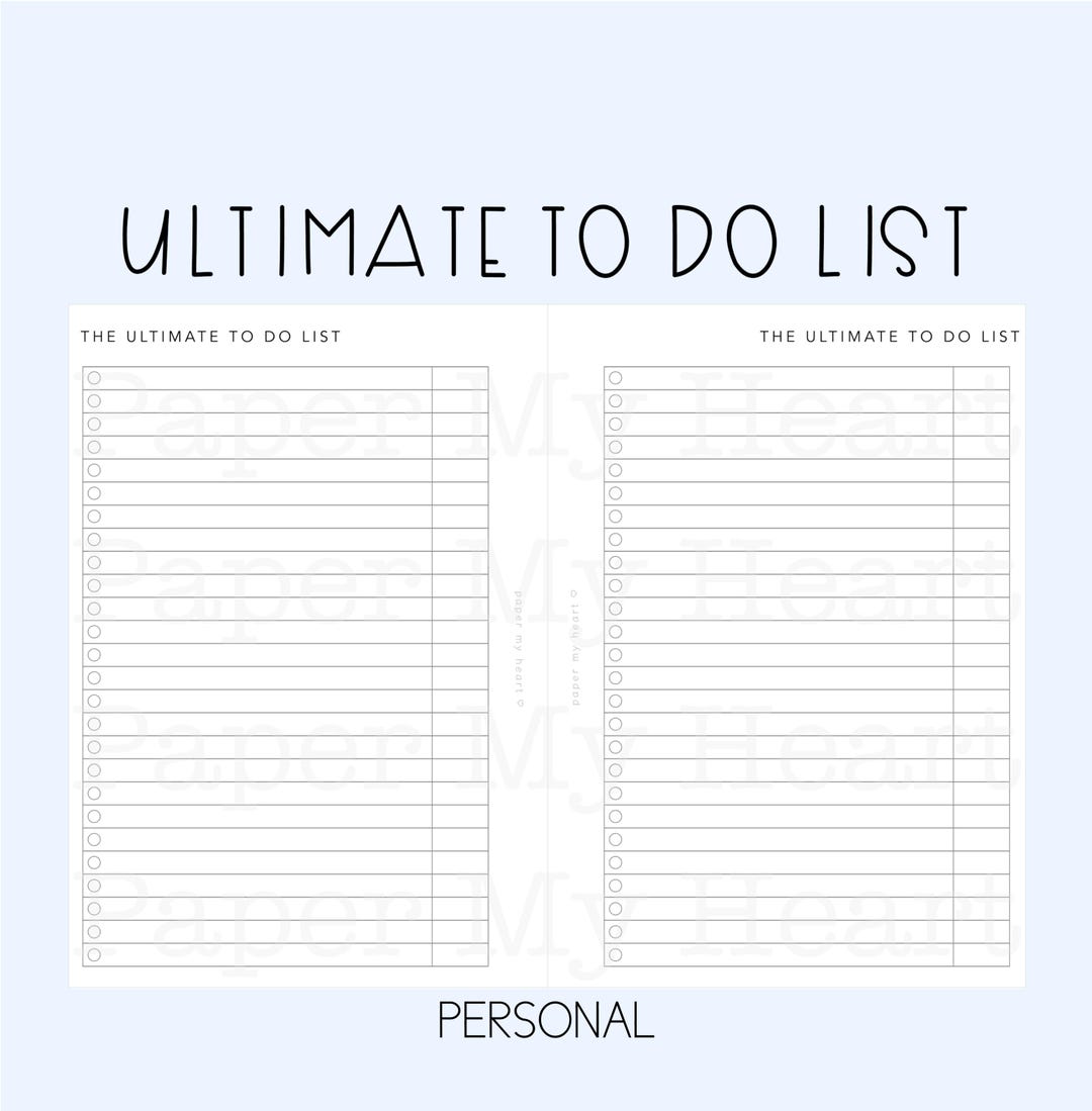 Ultimate to Do List PRINTABLE INSERT (personal Size) - Etsy