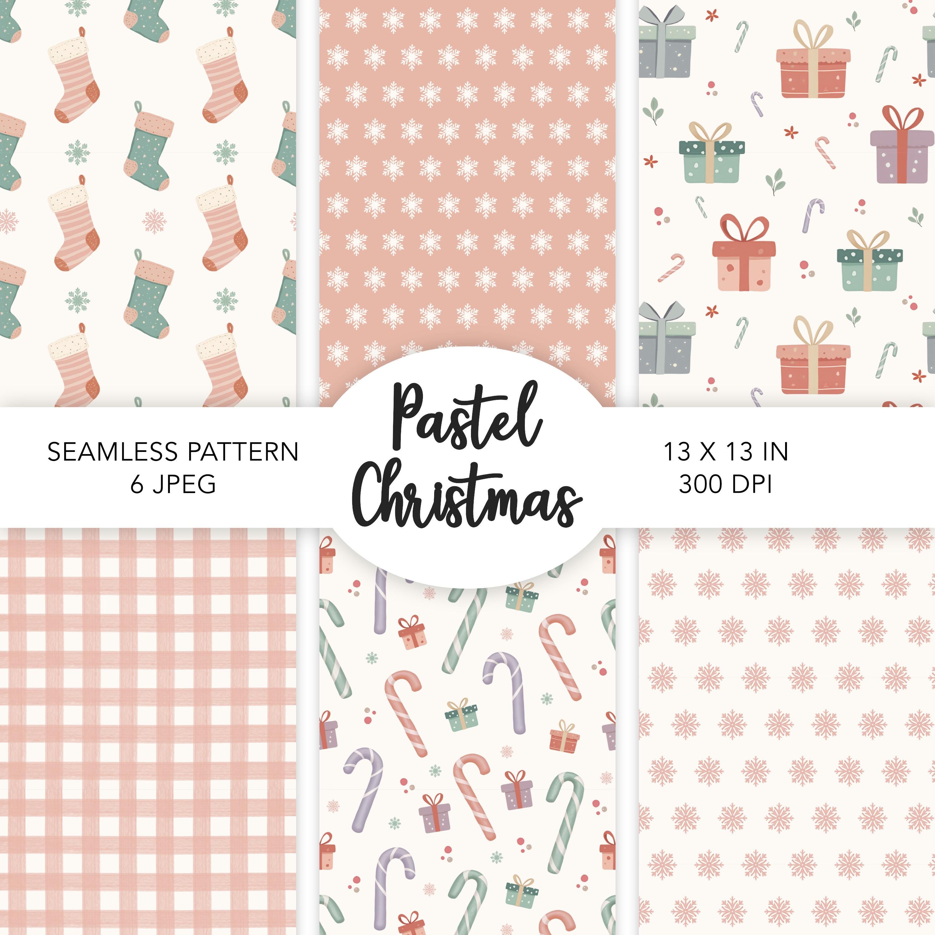 Pastel Christmas Seamless Pattern, Christmas Digital Paper, Repeating ...