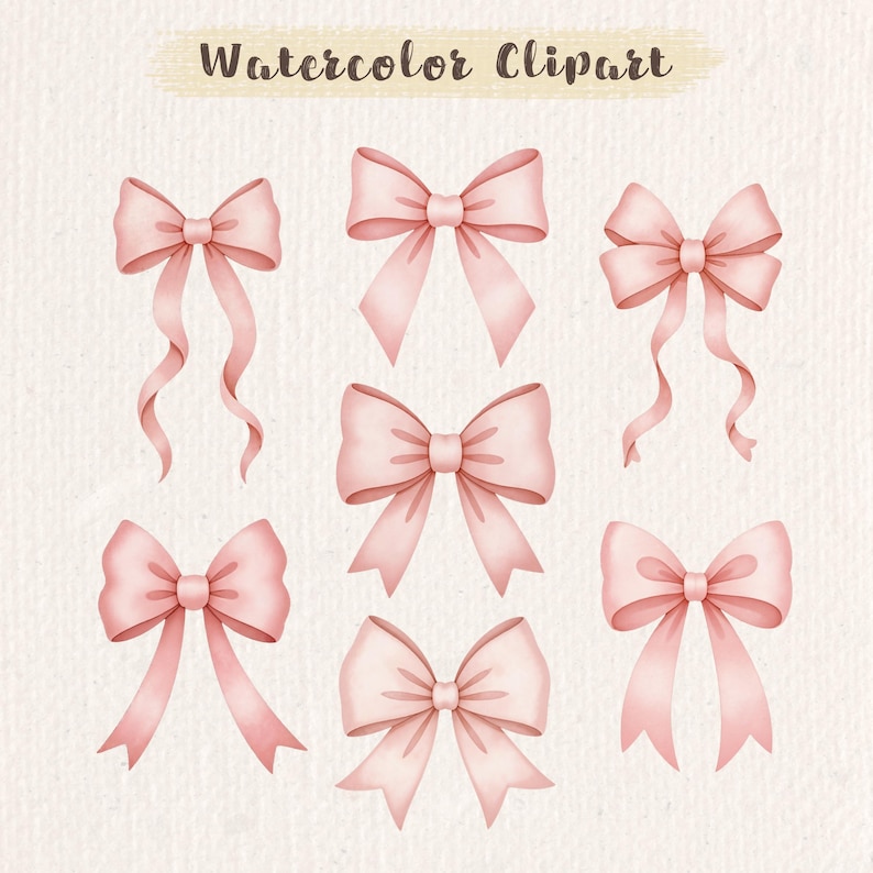 Romantic Pink Bows & Frames Clipart Bundle, Pink Ribbons Border ...