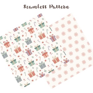 Pastel Christmas Seamless Pattern, Christmas Digital Paper, Repeating ...