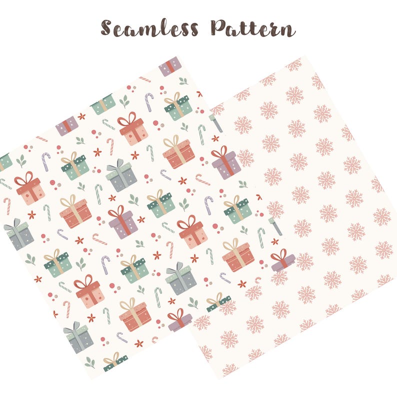 Pastel Christmas Seamless Pattern, Christmas Digital Paper, Repeating ...