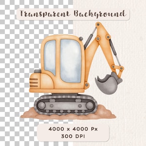 Watercolor Construction Clipart Bundle, Construction Vehicles Clipart ...