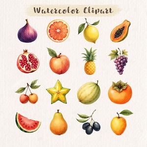 Watercolor Fruits Clipart Bundle, Fruits Clipart, Digital Download, PNG ...