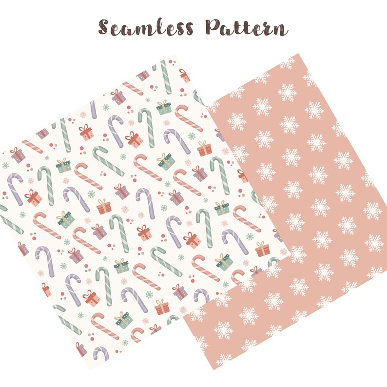Pastel Christmas Seamless Pattern, Christmas Digital Paper, Repeating ...