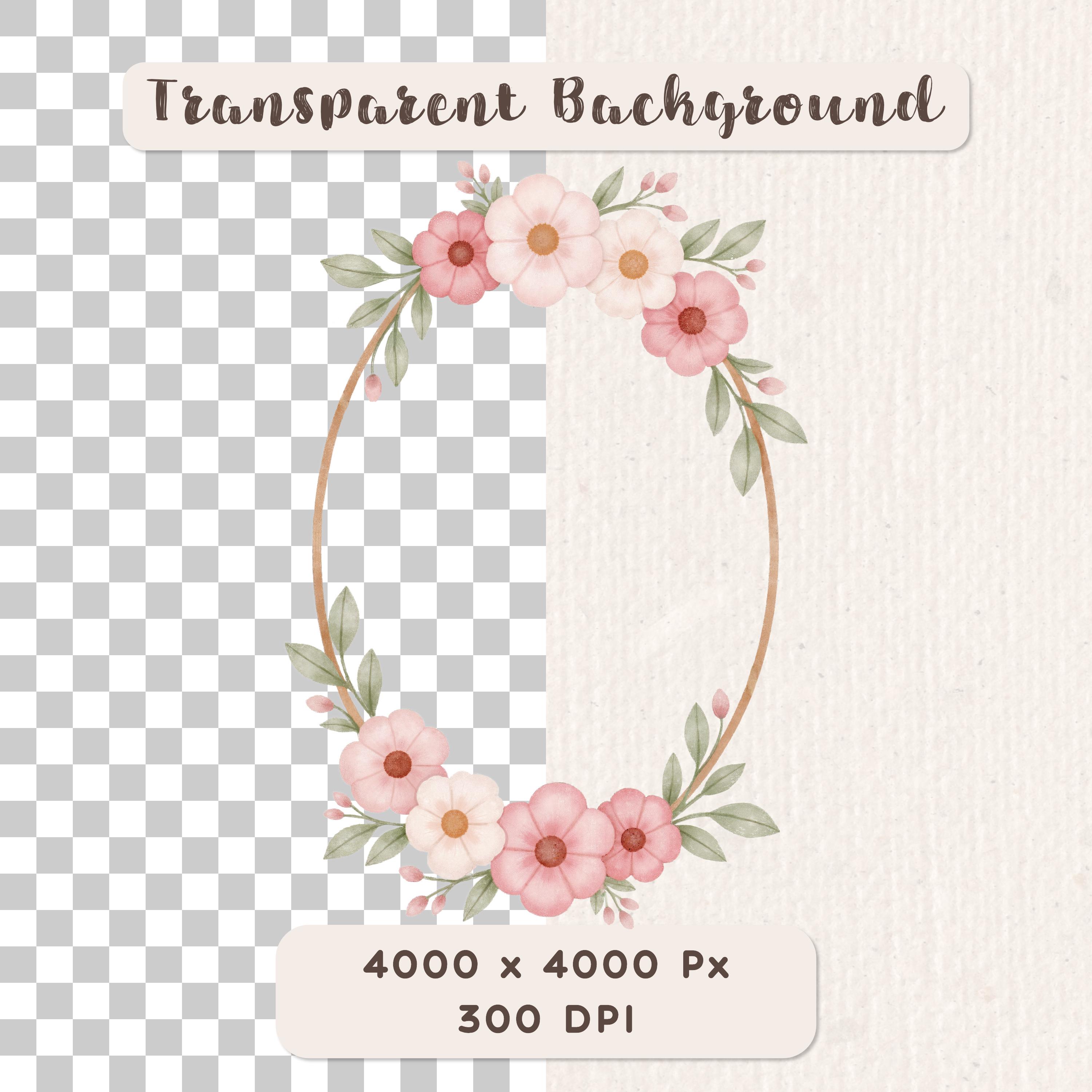 Romantic Pink Floral Frames Clipart Bundle, Pink Flower Border, Minimal ...