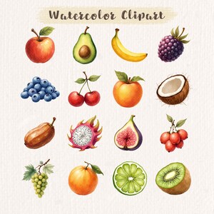 Watercolor Fruits Clipart Bundle, Fruits Clipart, Digital Download, PNG ...