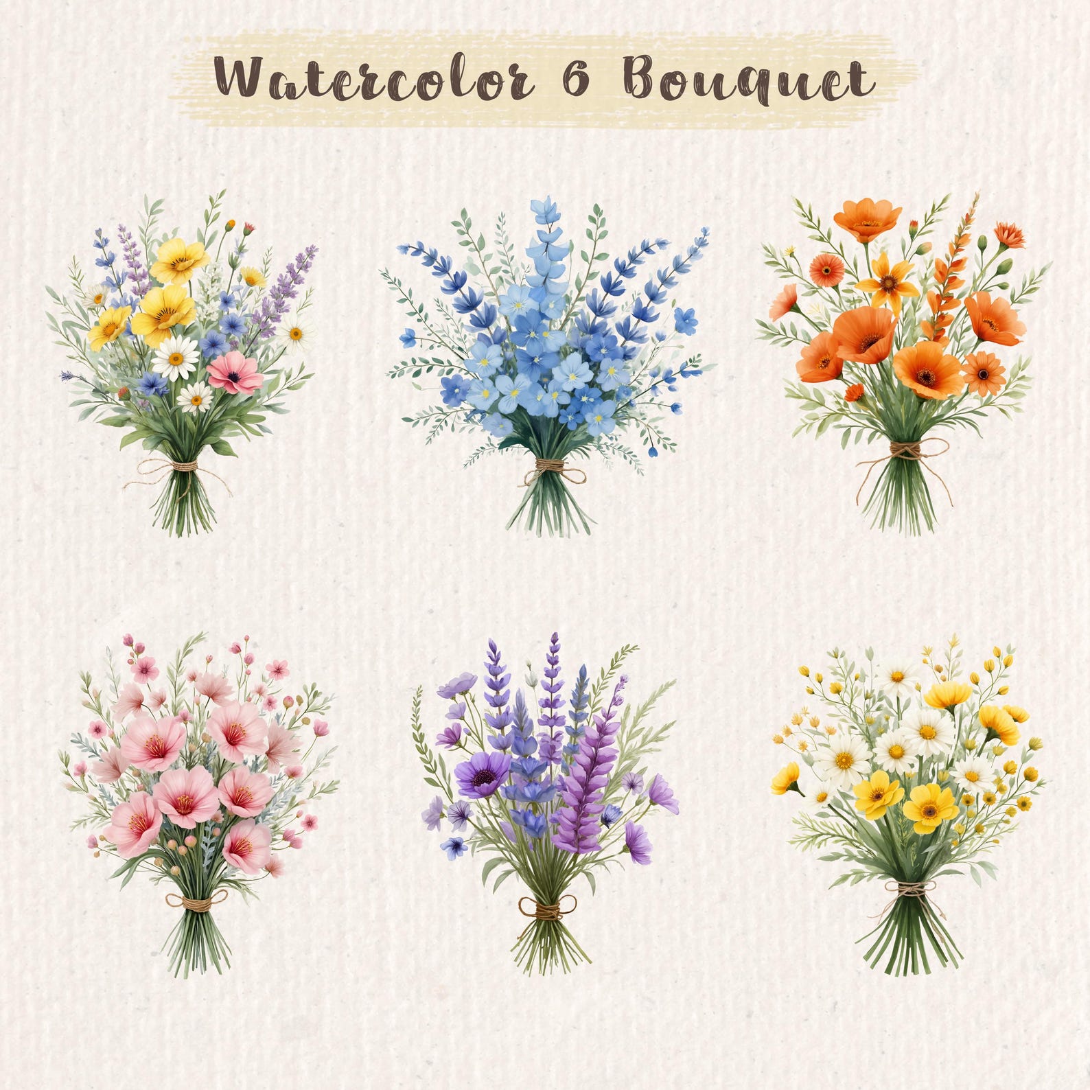Watercolor Wildflower Clipart Bundle, Floral Clipart, Wildflower ...