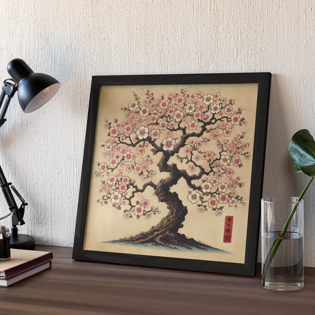Ukiyo-e Cherry Blossom Tree Poster - Museum-quality Print - Framed ...