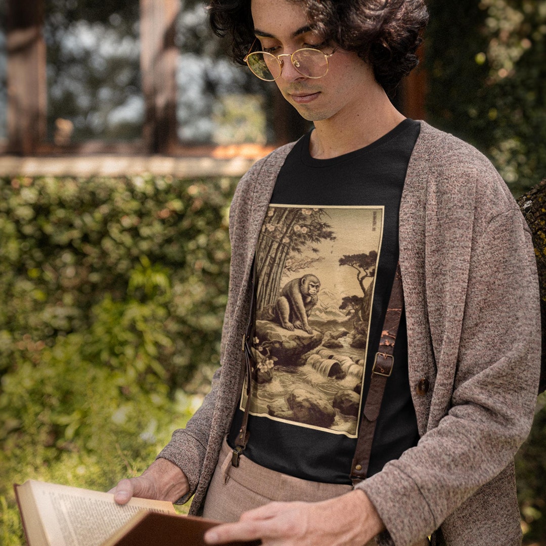 Ancient Monkey in Japanese Woodblock Print Style T-shirt | Digital Art ...