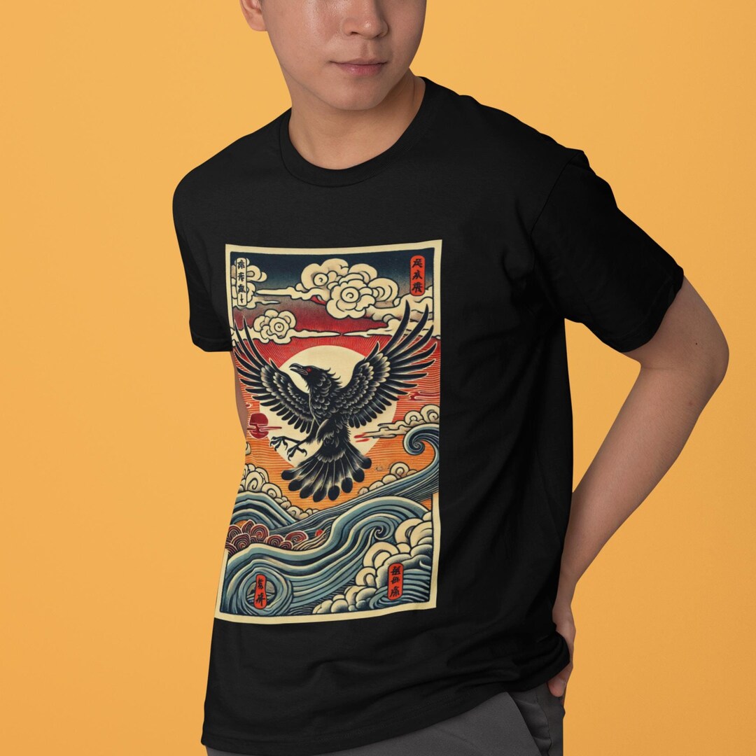 Yatagarasu T-shirt in Japanese Woodblock Print Style | Mythical Three ...