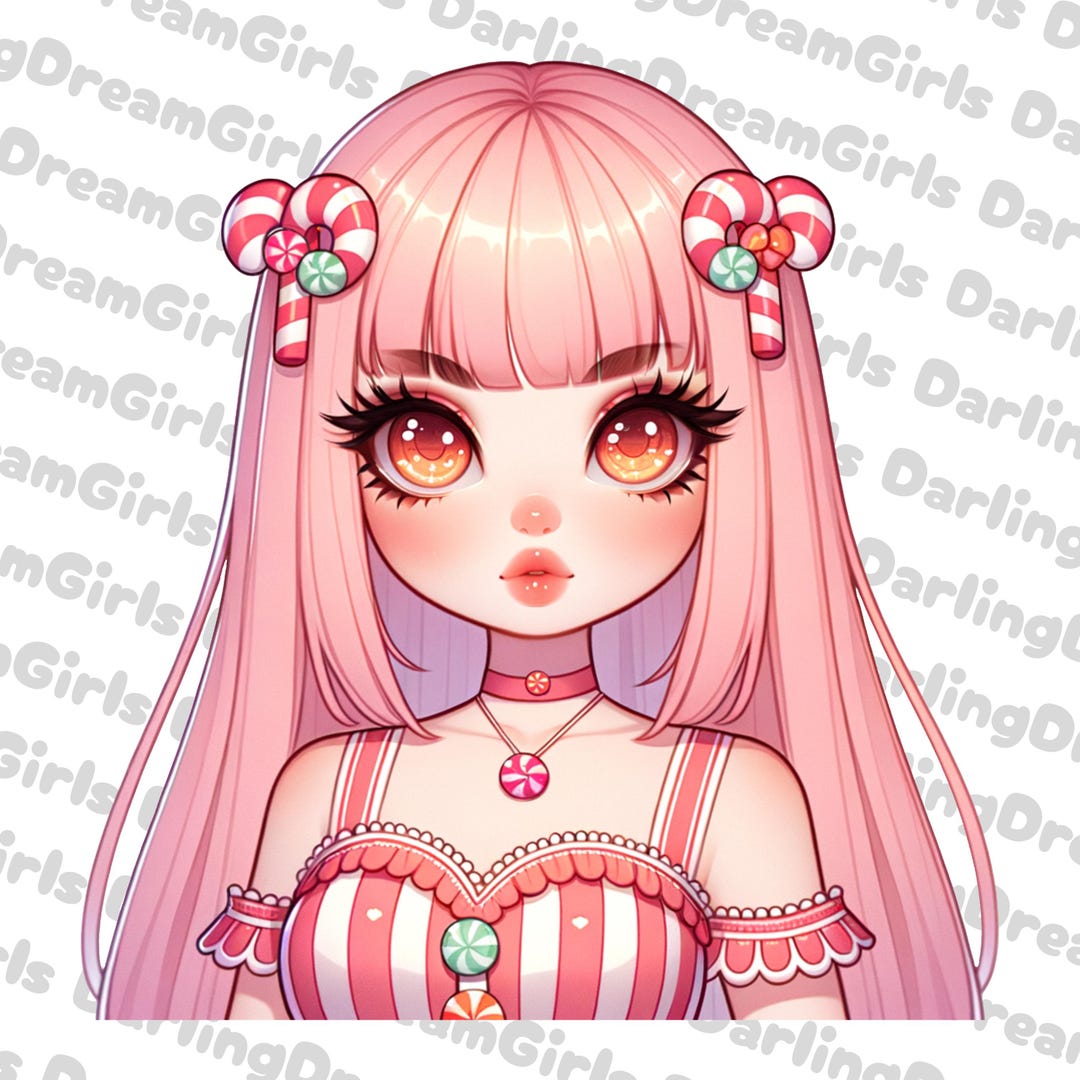 Cute Pink Peppermint Girl PNG, Christmas Design, Instant Download ...