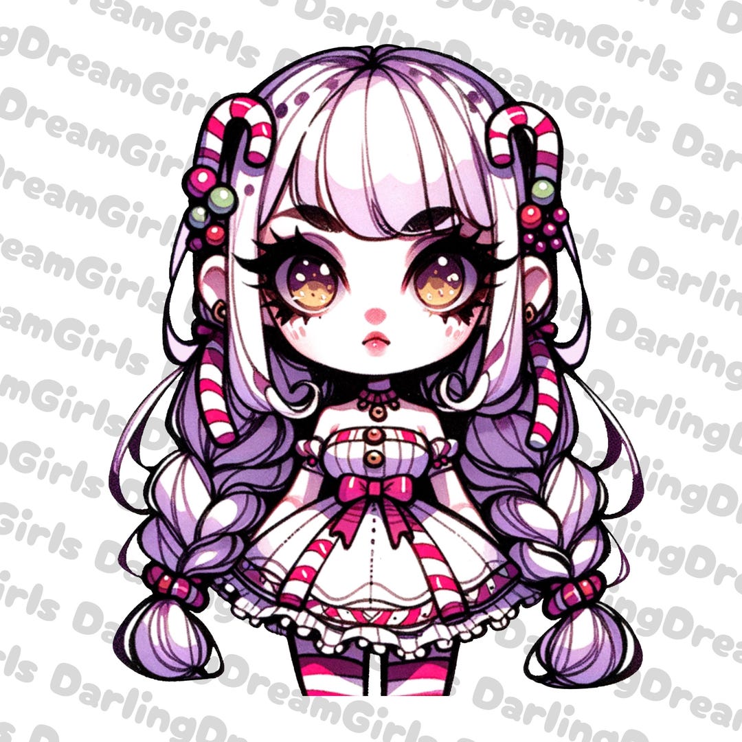 Cute Purple Peppermint Girl PNG, Christmas Design, Instant Download ...
