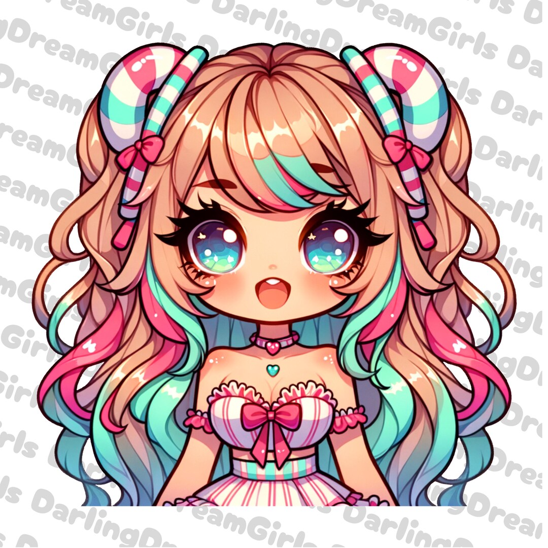 Cute Colorful Peppermint Girl PNG, Christmas Design, Instant Download ...