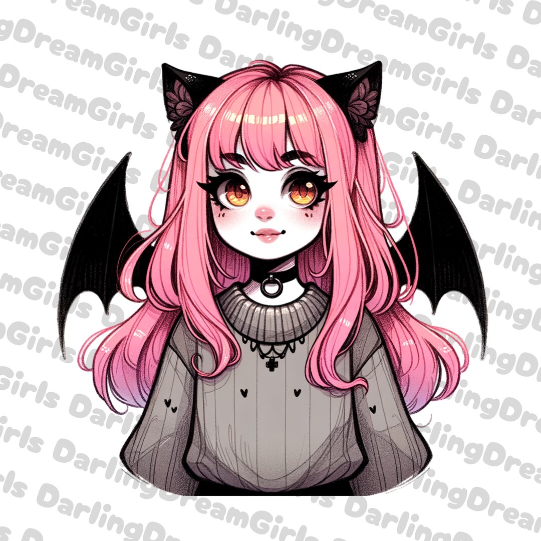Cute, Pink, Bat Girl PNG, Halloween Design, Instant Download, Digital ...