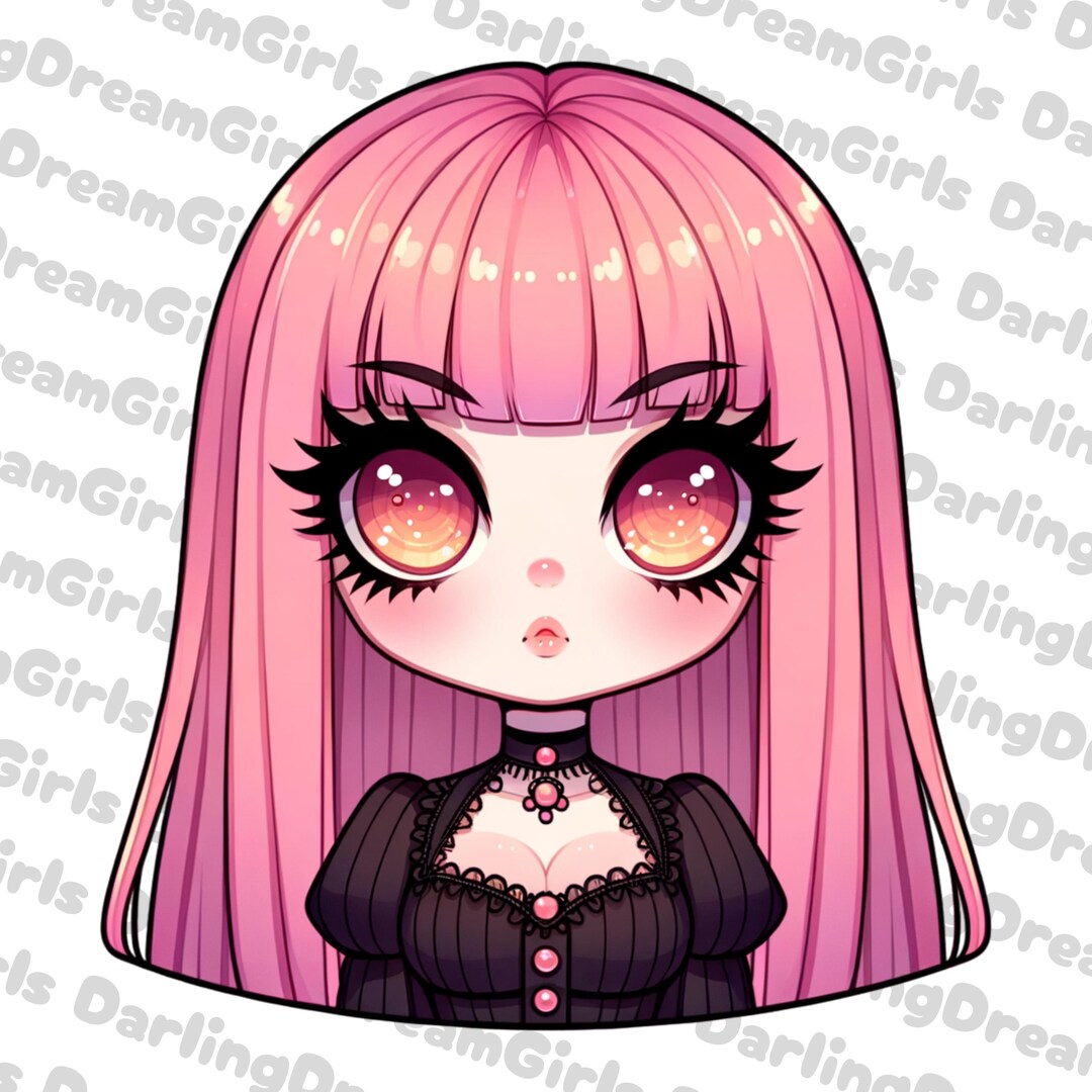 Cute Pink Goth Girl PNG, Design, Instant Download, Digital Design - Etsy