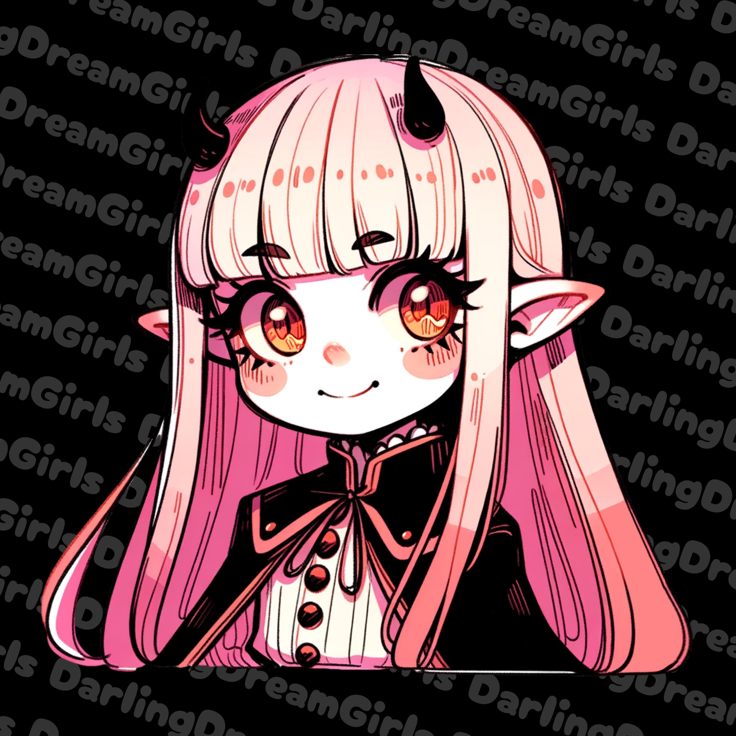 Cute, Pink, Little Devil Girl PNG, Halloween Design, Instant Download ...