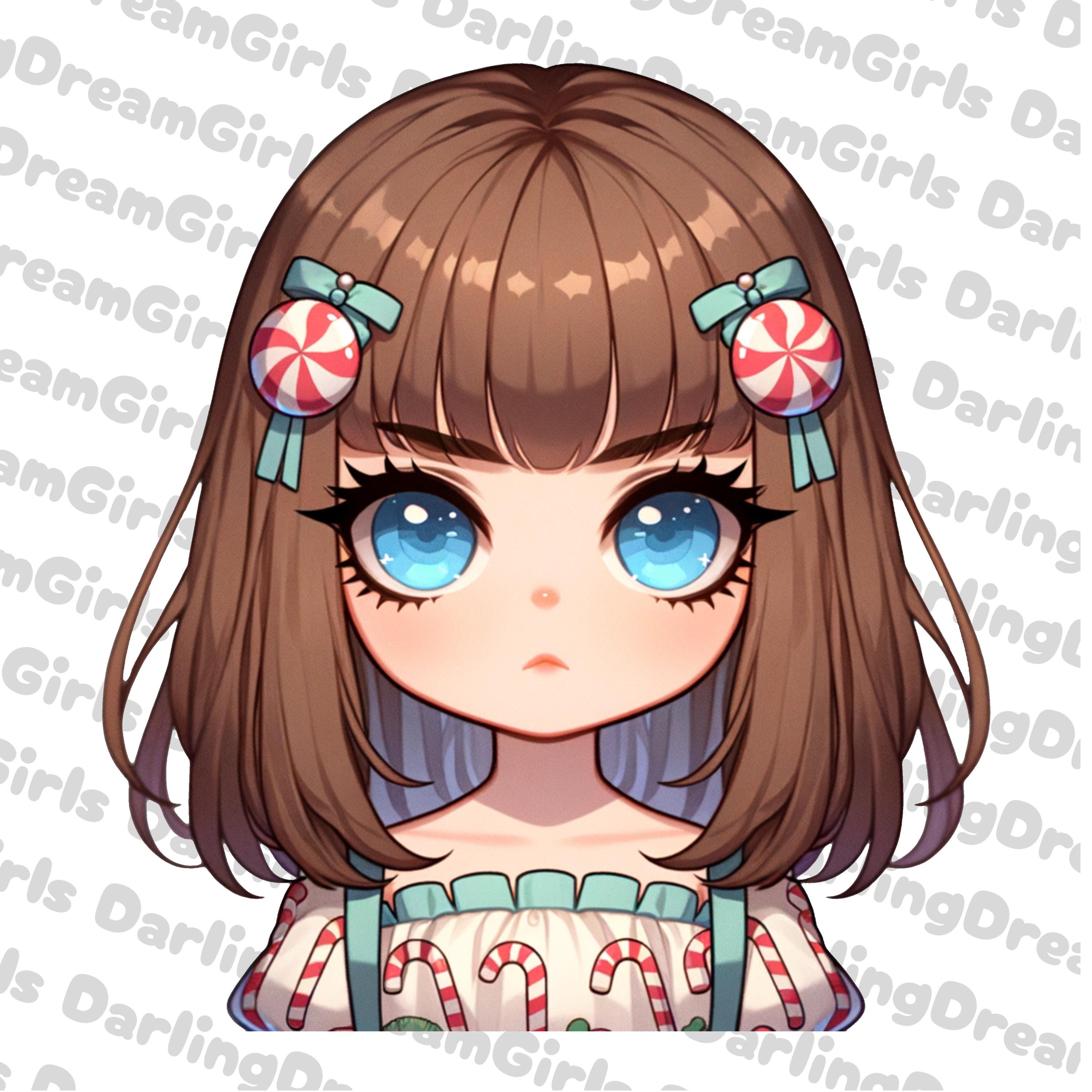 Cute Brunette Peppermint Girl PNG, Christmas Design, Instant Download ...