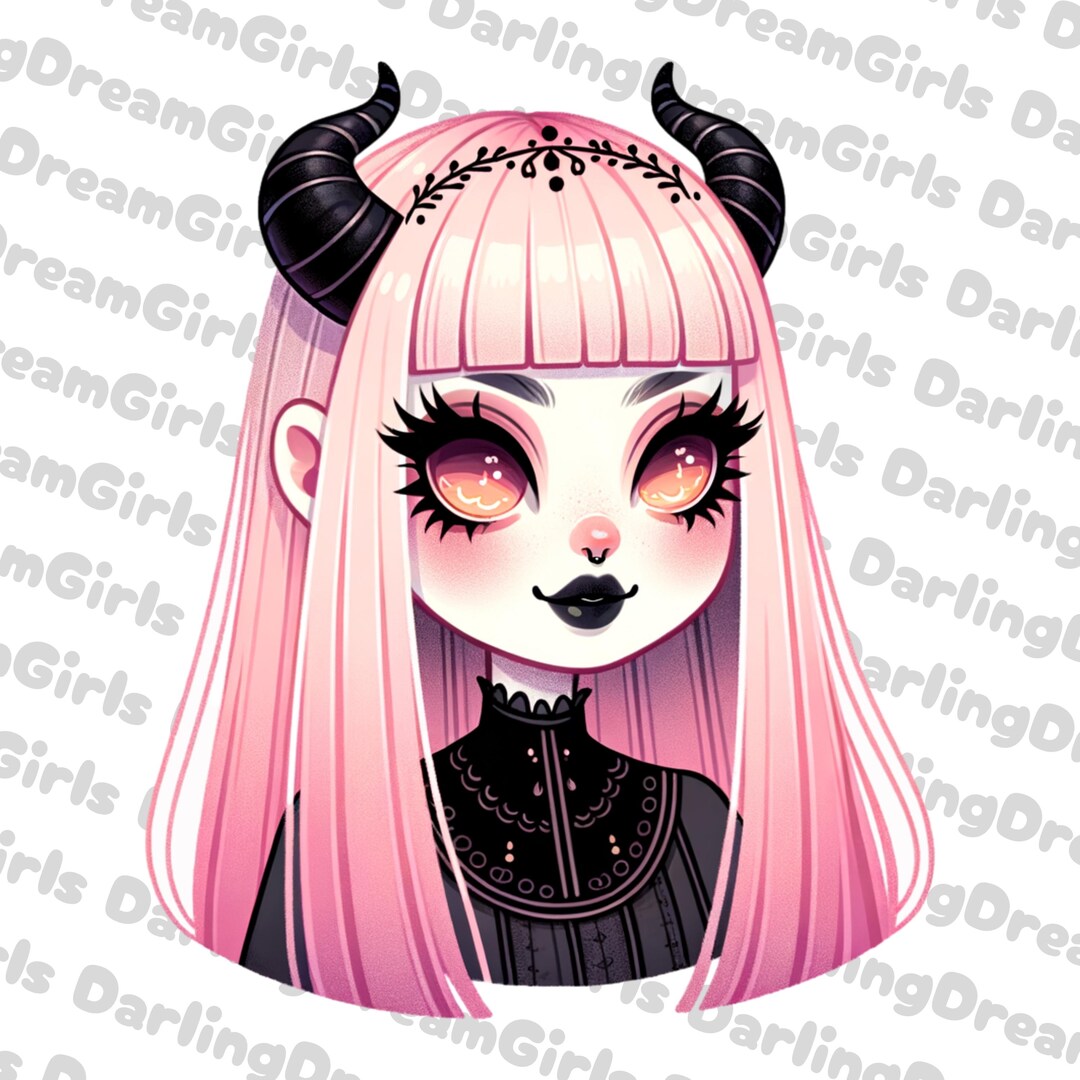 Cute Pink Goth Girl PNG, Design, Instant Download, Digital Design - Etsy