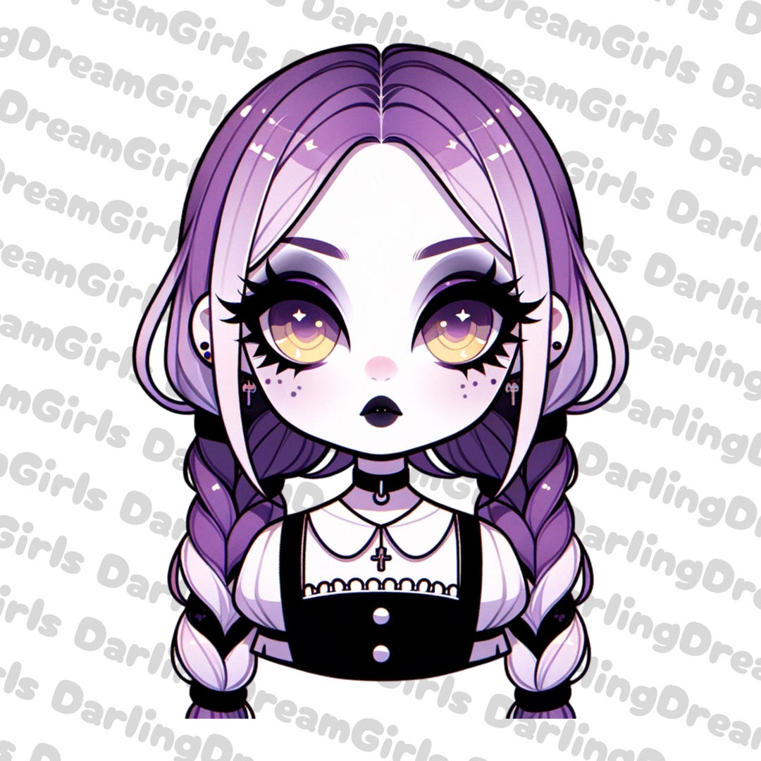 Cute Purple Goth Girl PNG, Design, Instant Download, Digital Design - Etsy