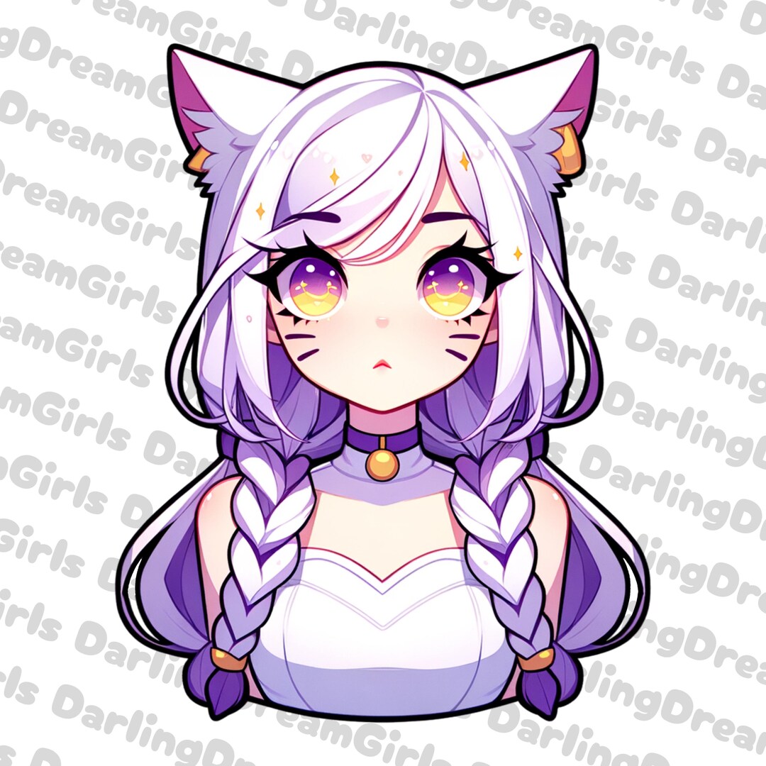 Cute, Purple, Cat Girl PNG, Halloween Design, Instant Download, Digital ...