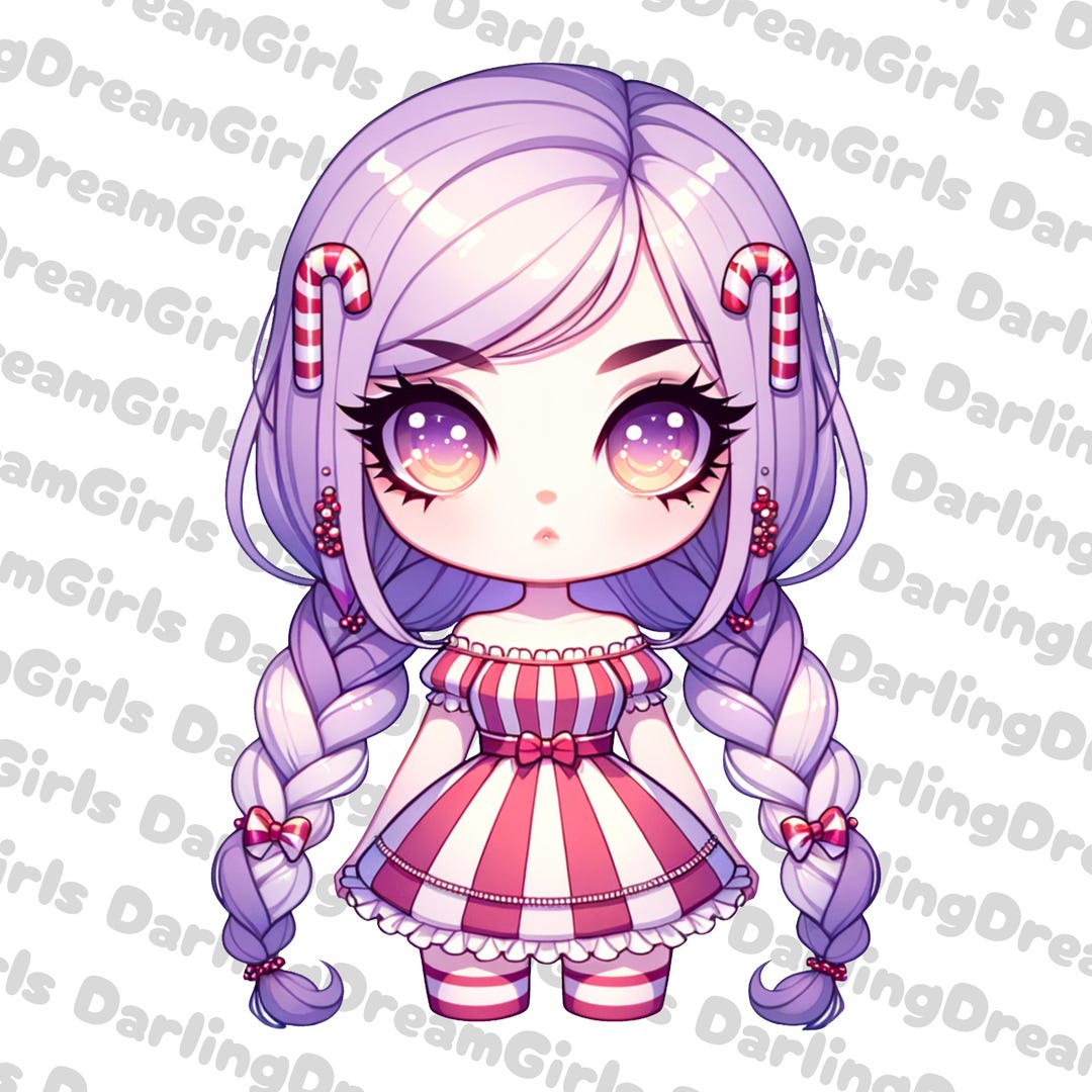 Cute Purple Peppermint Girl PNG, Christmas Design, Instant Download ...