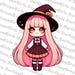Cute, Pink, Witch Girl PNG, Halloween Design, Instant Download, Digital ...
