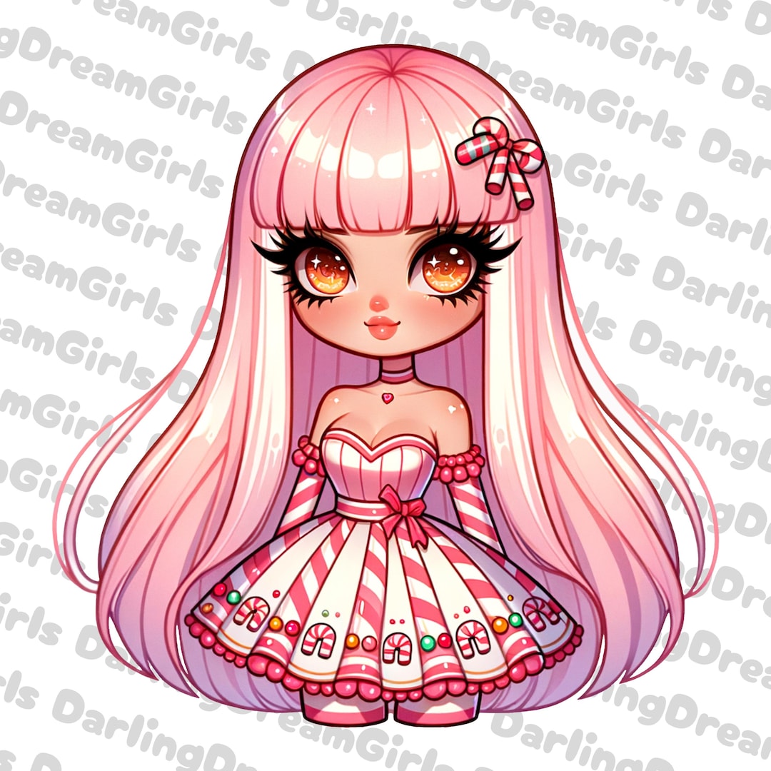 Cute Pink Peppermint Girl PNG, Christmas Design, Instant Download ...