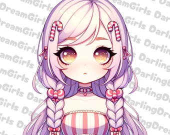 Cute Blonde Peppermint Girl PNG, Christmas Design, Instant Download ...