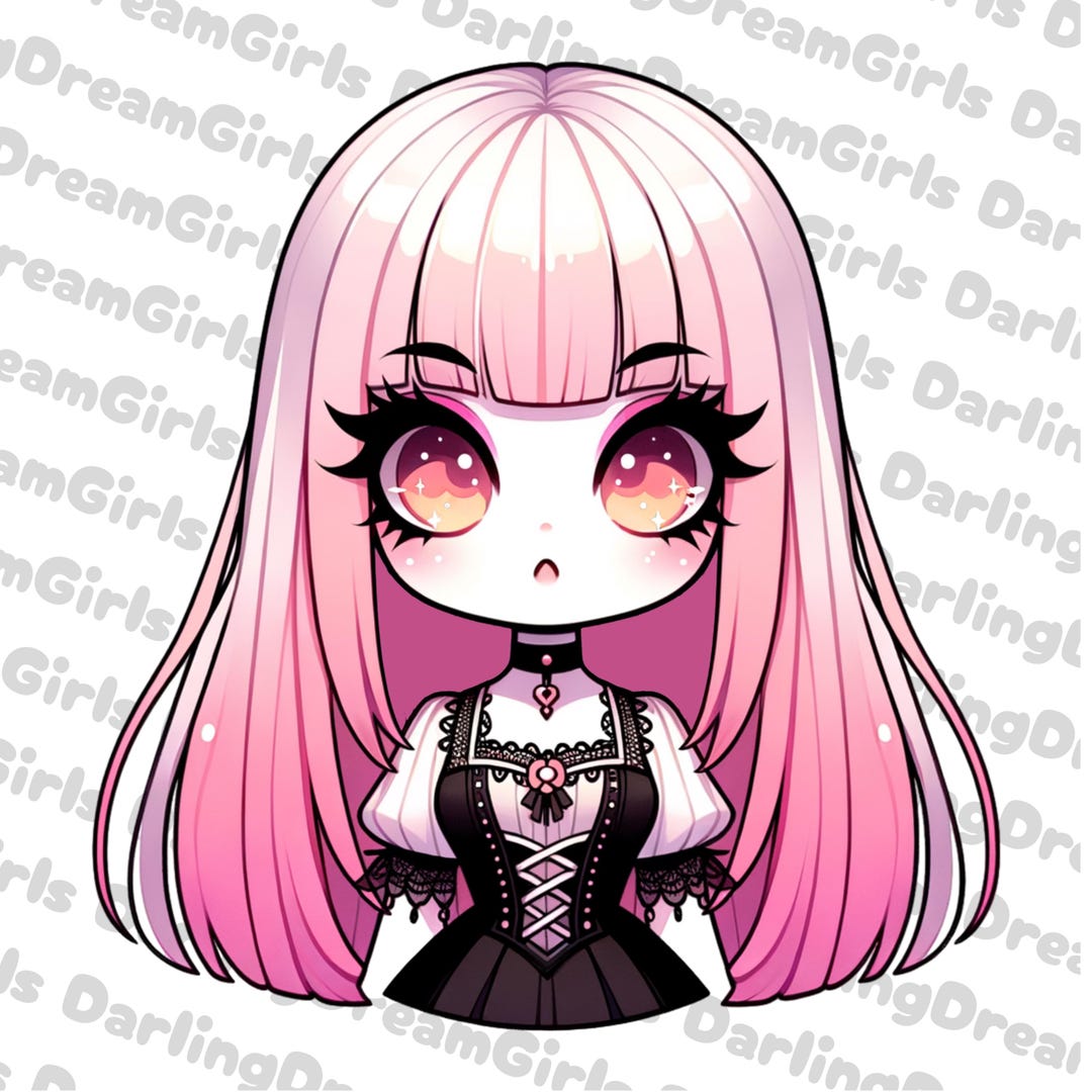 Cute Pink Goth Girl PNG, Design, Instant Download, Digital Design - Etsy