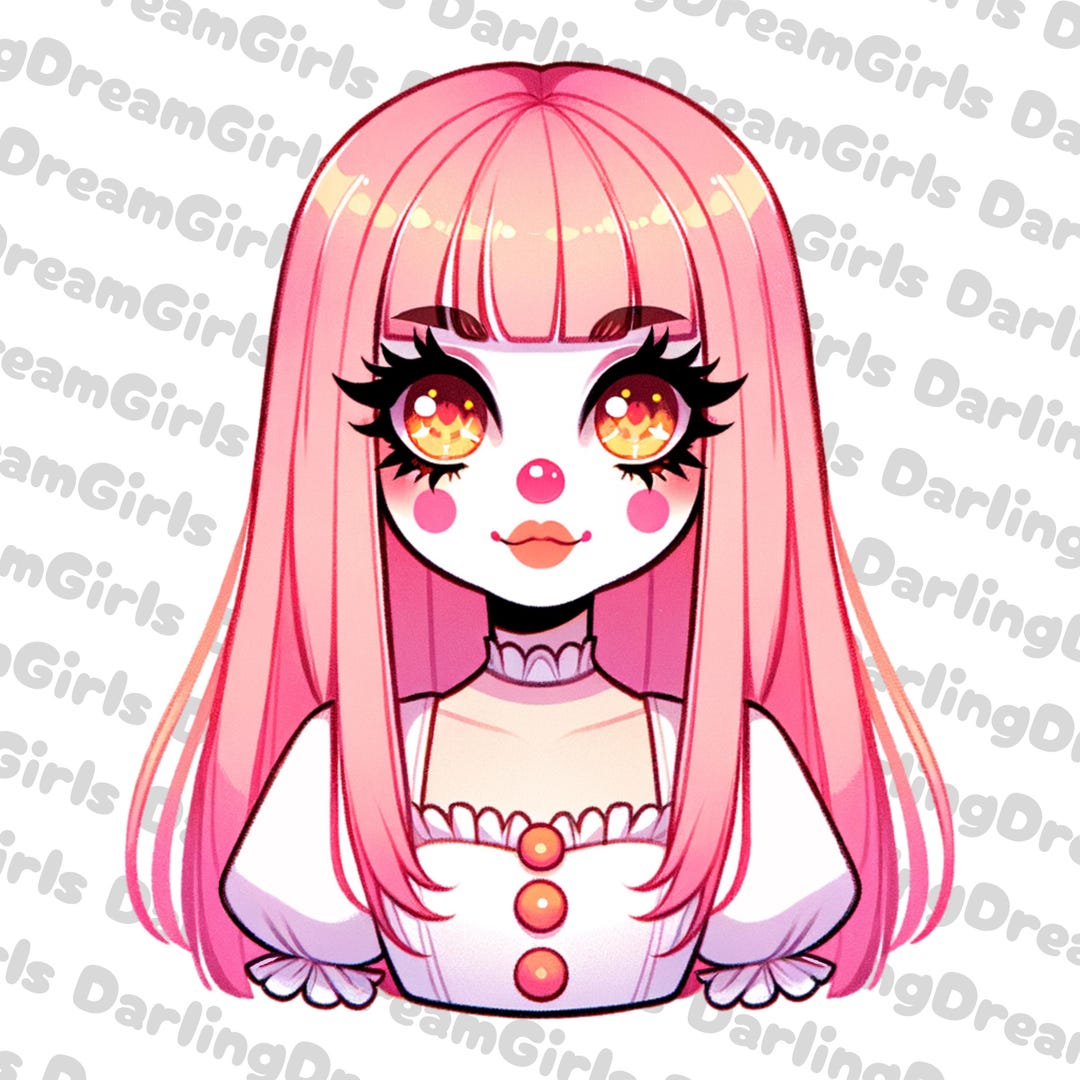 Cute, Pink, Clown Girl PNG, Halloween Design, Instant Download, Digital ...